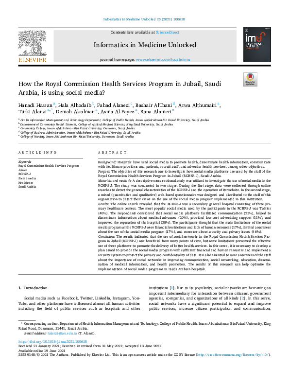 (PDF) How the Royal Commission Health Services Program in Jubail, Saudi ...