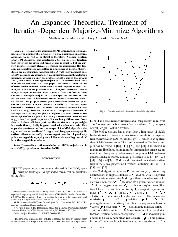 (PDF) An Expanded Theoretical Treatment of Iteration-Dependent Majorize-Minimize Algorithms