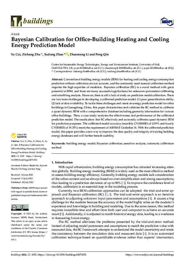 Pdf Bayesian Calibration For Office Building Heating And Cooling Energy Prediction Model