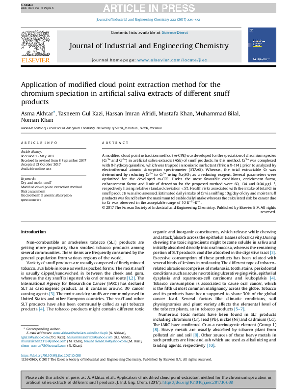 (PDF) Application of modified cloud point extraction method for the ...