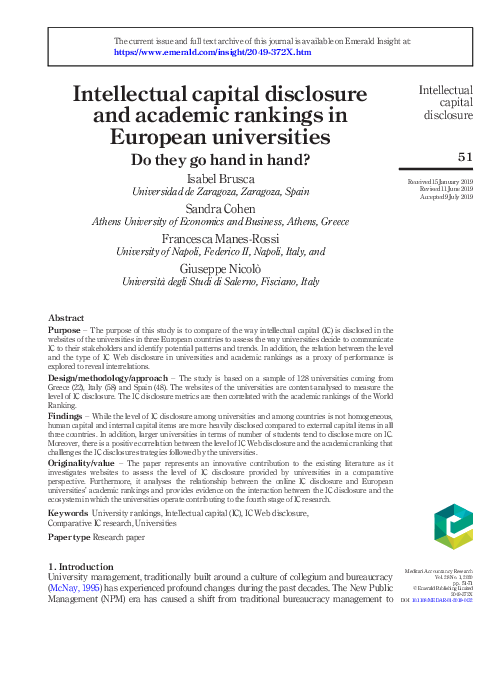 (PDF) Comparing IC Disclosure and University Rankings