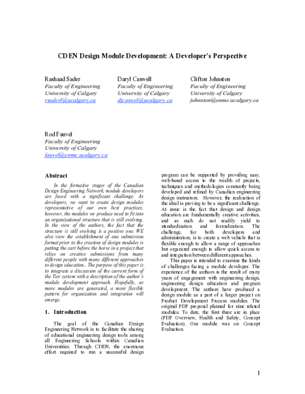 (PDF) Cden Design Module Development: A Developer's Perspective