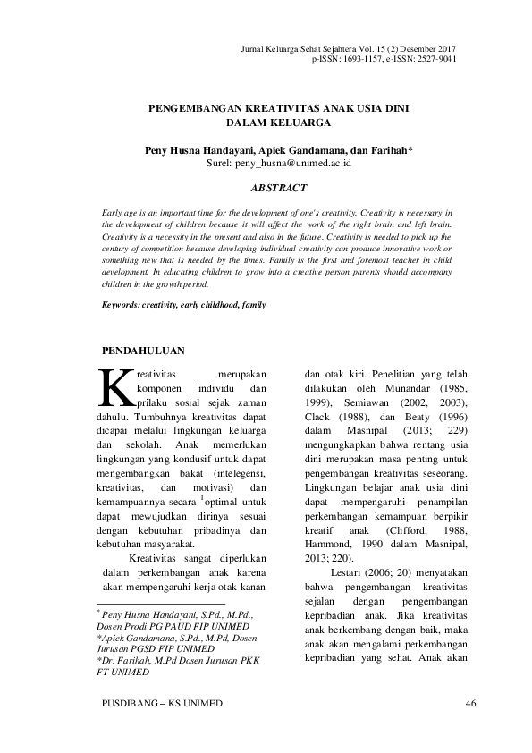(PDF) Pengembangan Kreativitas Anak Usia Dini Dalam Keluarga