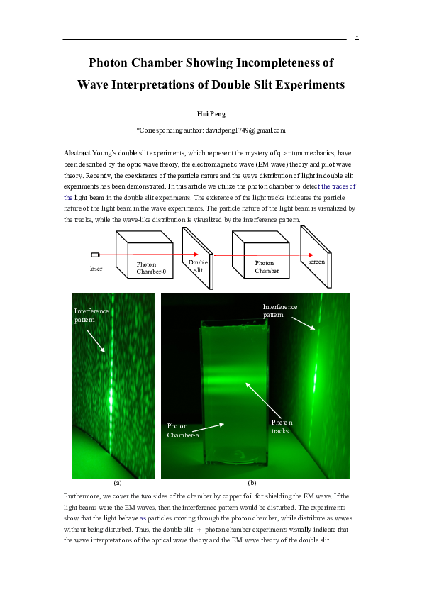 (PDF) Photon Chamber Showing Incompleteness of Wave Interpretations of ...