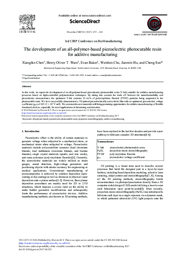 (PDF) The development of all-polymer-based piezoelectrically active ...
