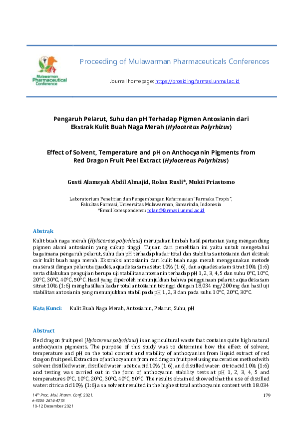 (PDF) Effect of Solvent, Temperature and pH on Anthocyanin Pigments from Red Dragon Fruit Peel ...