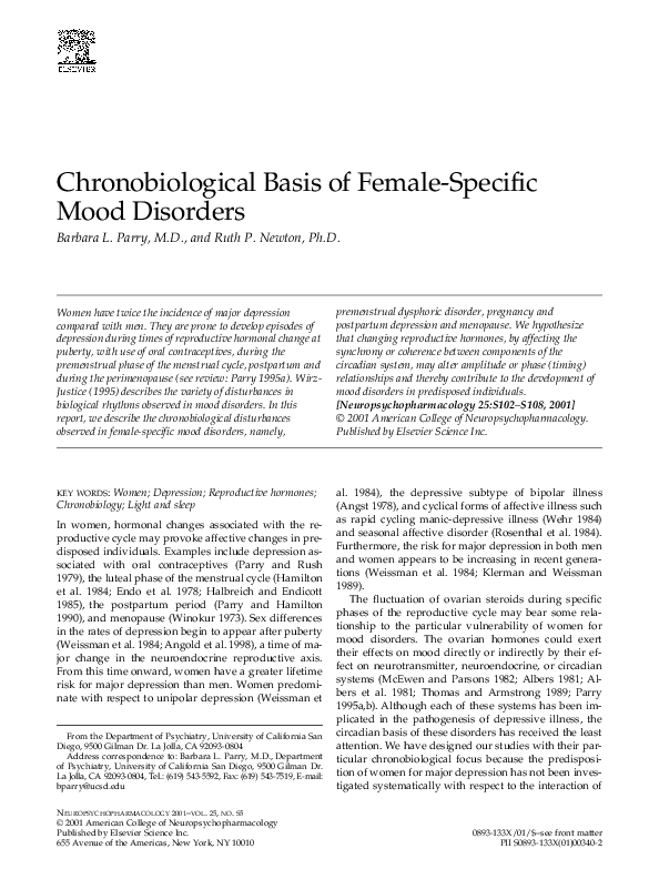 (PDF) Chronobiological Basis of Female-Specific Mood Disorders