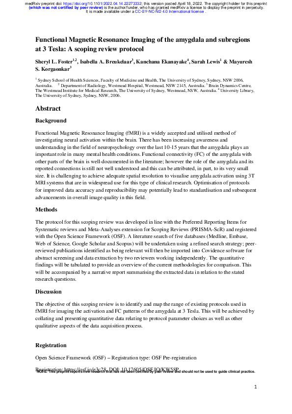 (PDF) Functional Magnetic Resonance Imaging of the amygdala and ...