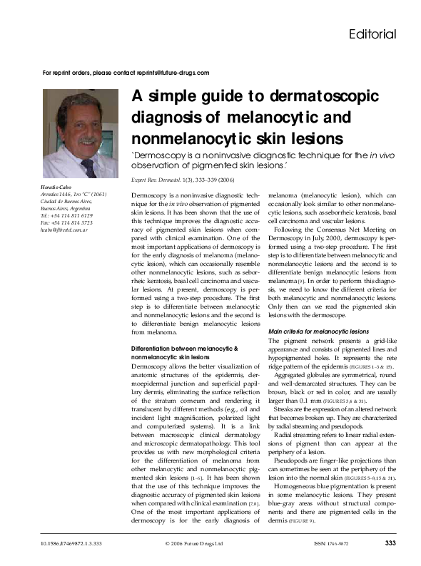 (PDF) A simple guide to dermatoscopic diagnosis of melanocytic and ...