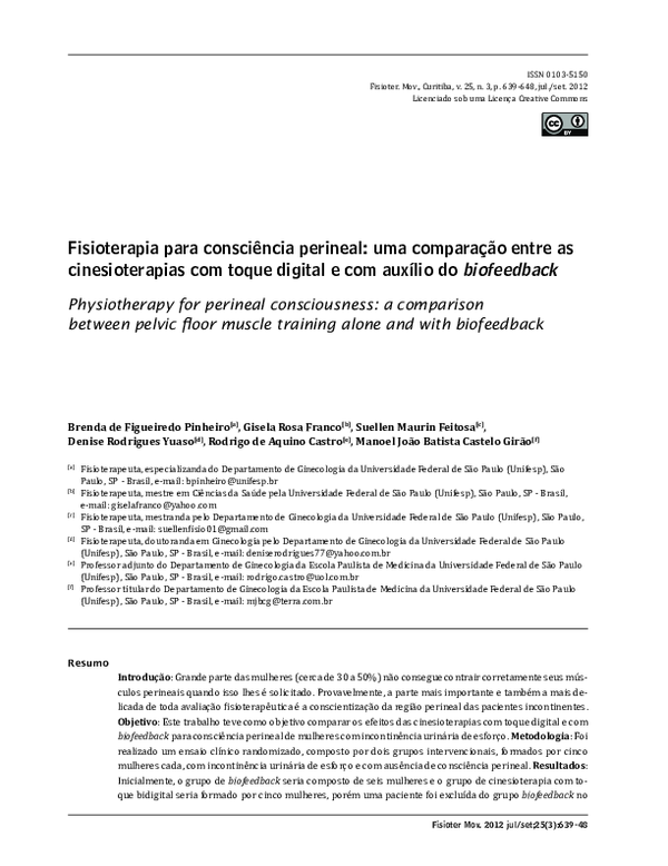 (PDF) Fisioterapia para consciência perineal: uma comparação entre as ...