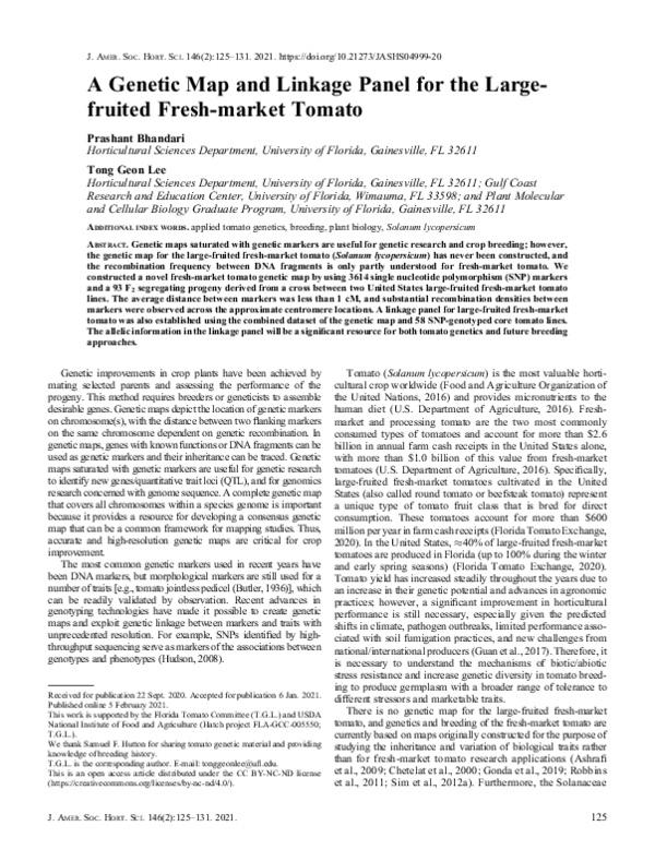 (PDF) A Genetic Map and Linkage Panel for the Large-fruited Fresh ...