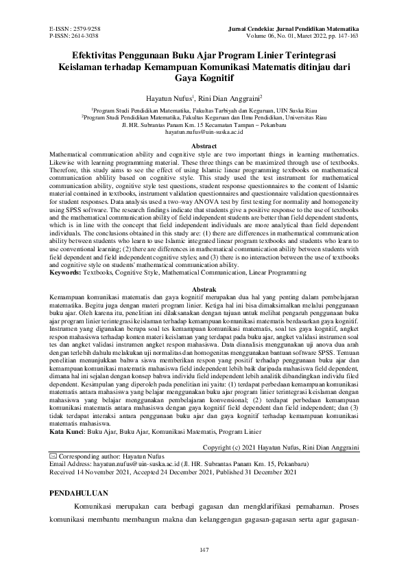 (PDF) Efektivitas Penggunaan Buku Ajar Program Linier Terintegrasi ...