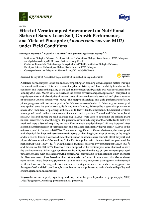 (PDF) Effect of Vermicompost Amendment on Nutritional Status of Sandy ...