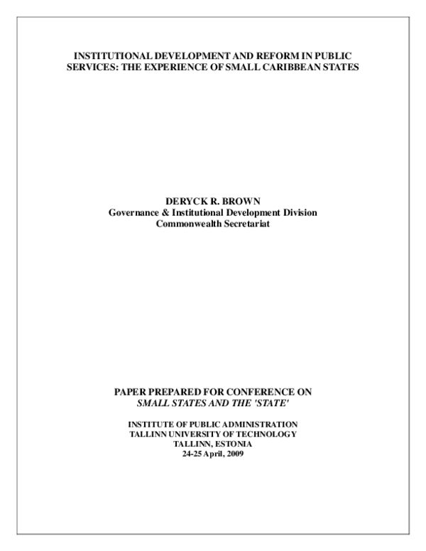 (PDF) Institutional Development and Reform in Public Services: Lessons ...