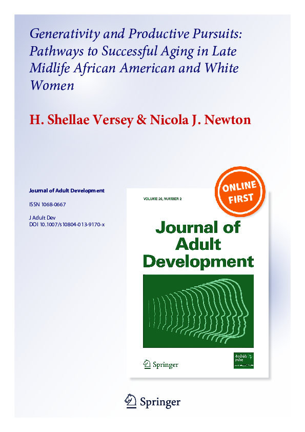 (PDF) Generativity and Productive Pursuits: Pathways to Successful ...