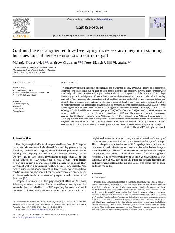 (PDF) Continual use of augmented low-Dye taping increases arch height ...