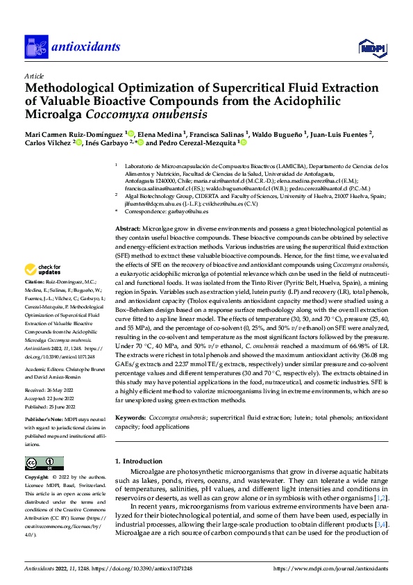 (PDF) Methodological Optimization of Supercritical Fluid Extraction of Valuable Bioactive ...