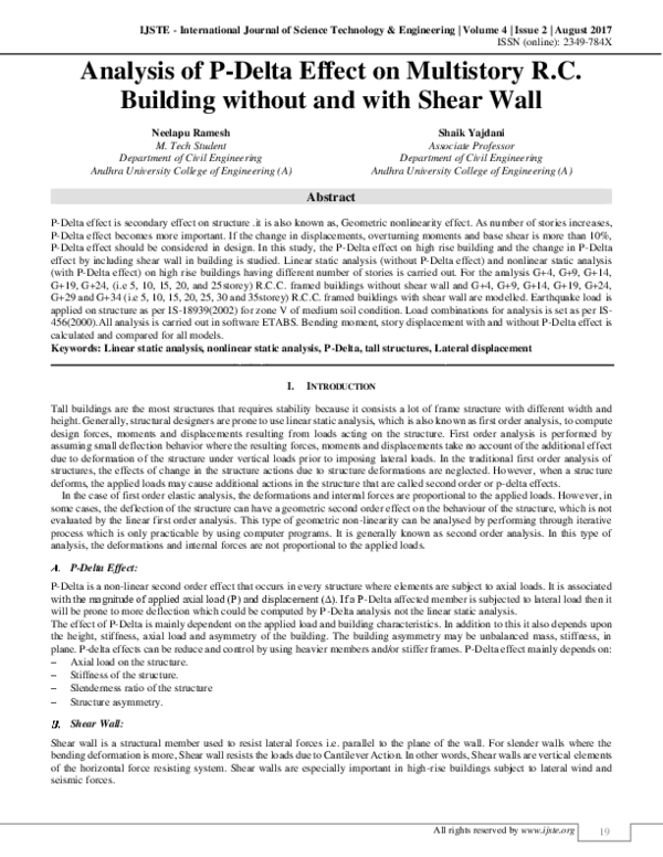 (PDF) Analysis of P-Delta Effect on Multistory R.C. Building without ...