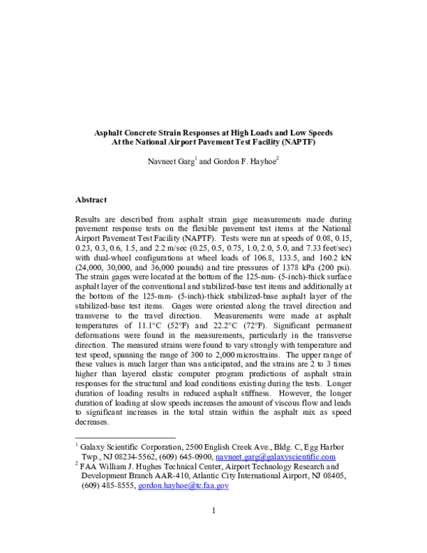 (PDF) Asphalt Concrete Strain Responses at High Loads and Low Speeds at ...