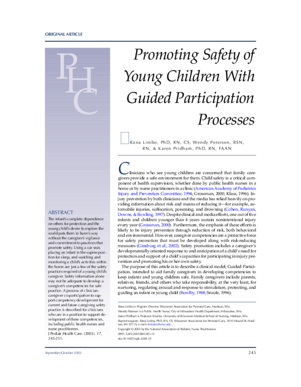 (PDF) Promoting safety of young children with guided participation ...