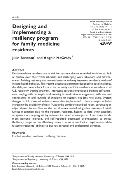 (PDF) Designing and implementing a resiliency program for family ...