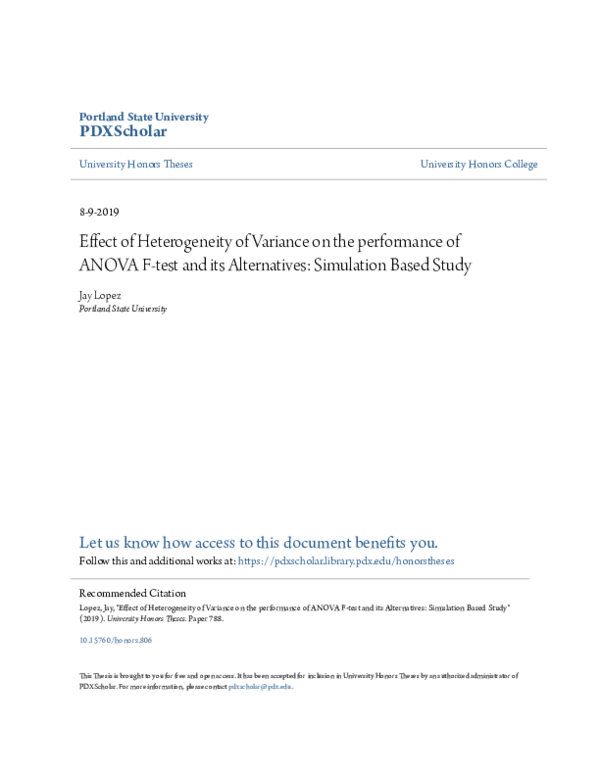 (PDF) Effect of Heterogeneity of Variance on the performance of ANOVA F ...