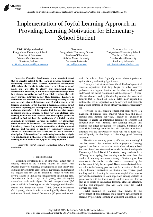 (PDF) Implementation of Joyful Learning Approach in Providing Learning ...