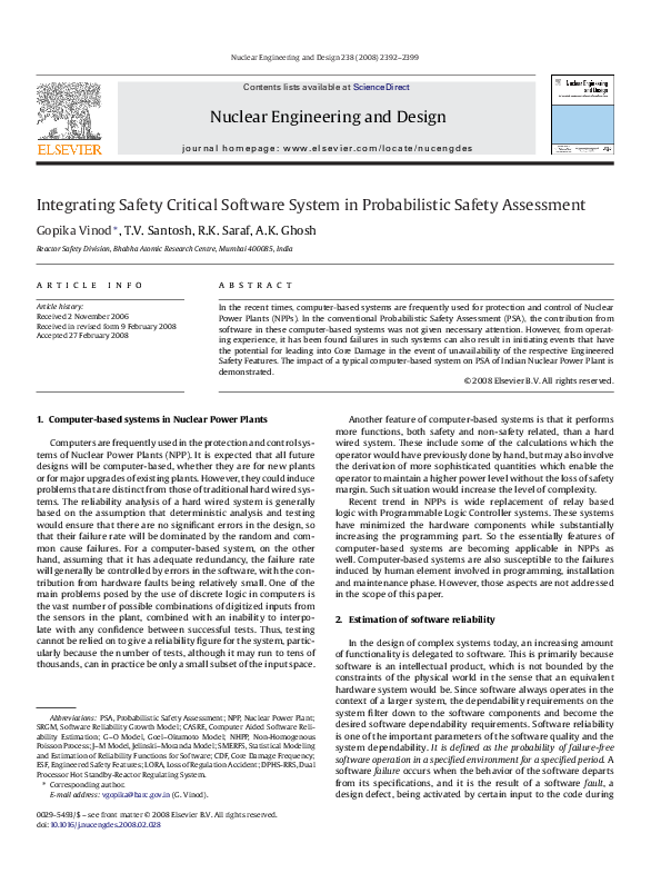 (PDF) Integrating Safety Critical Software System in Probabilistic ...