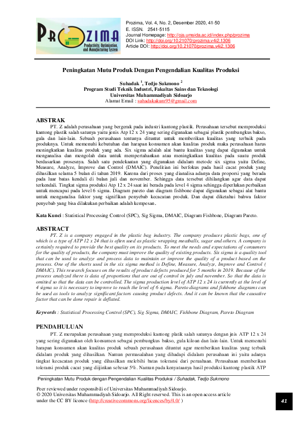 (PDF) Improving Product Quality With Production Quality Control