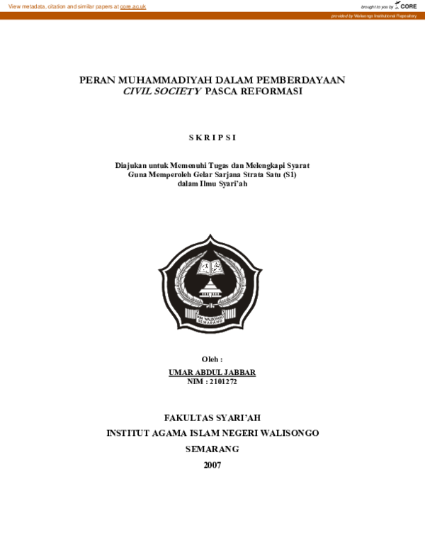 (PDF) Peran Muhammadiyah dalam pemberdayaan civil society pasca reformasi