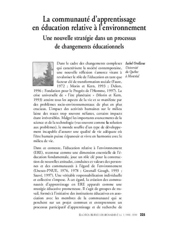 (PDF) La communauté d’apprentissage en éducation relative à l ...