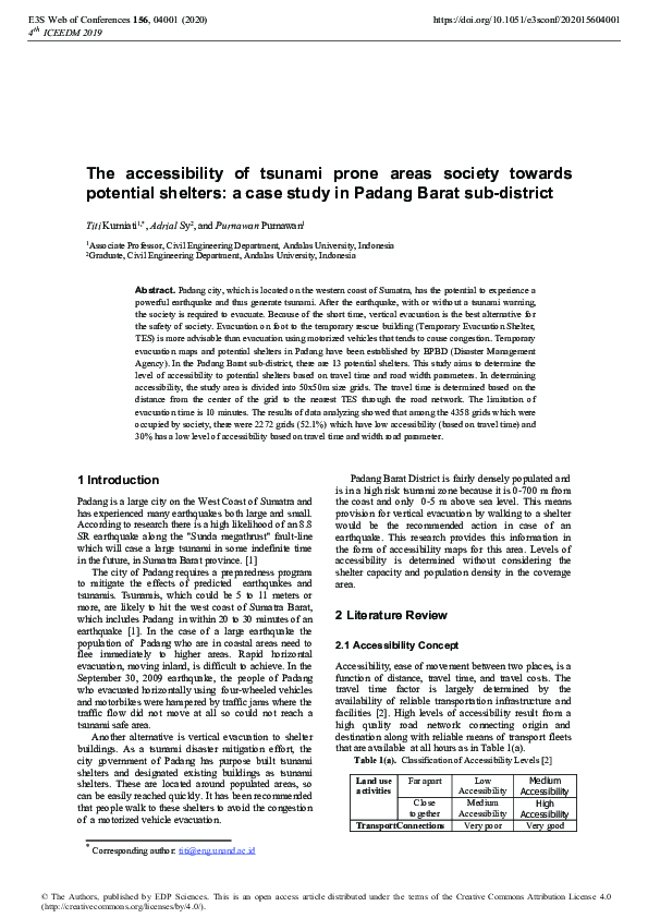 (PDF) The accessibility of tsunami prone areas society towards ...