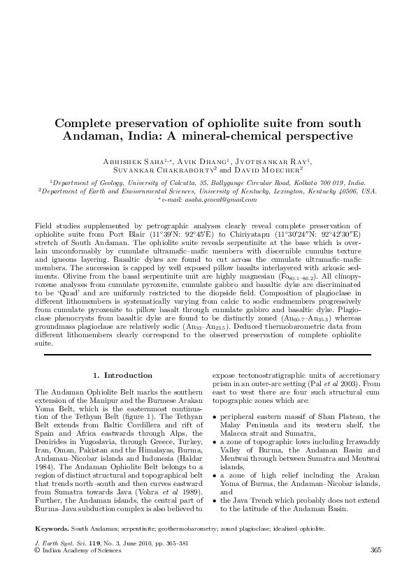 (PDF) Complete preservation of ophiolite suite from south Andaman ...