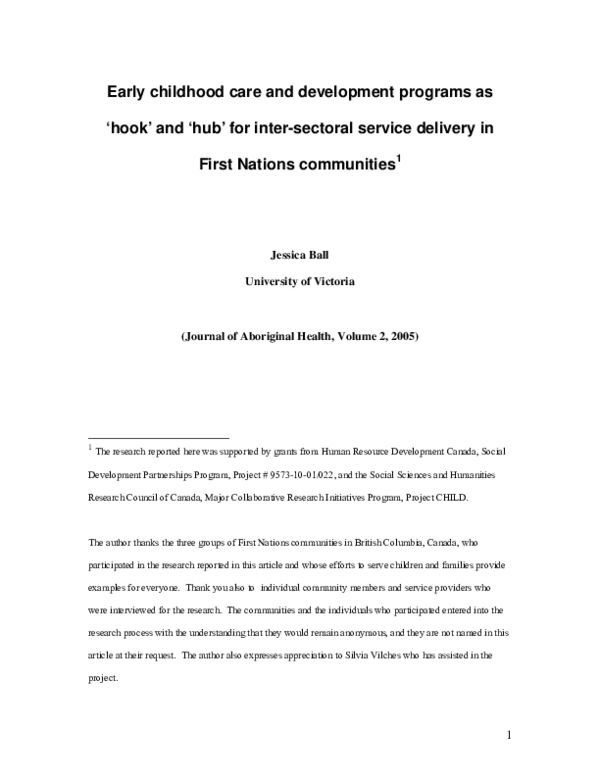 (PDF) Early Childhood Care and Development Programs as Hook and Hub for ...