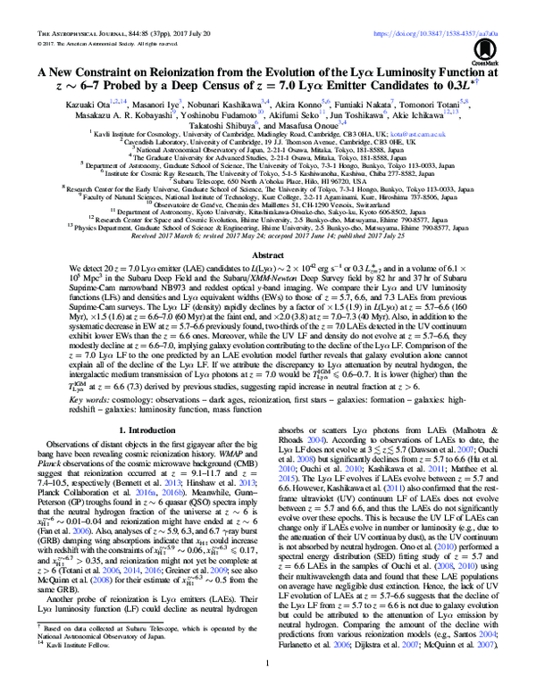 (PDF) A New Constraint on Reionization from the Evolution of the ...