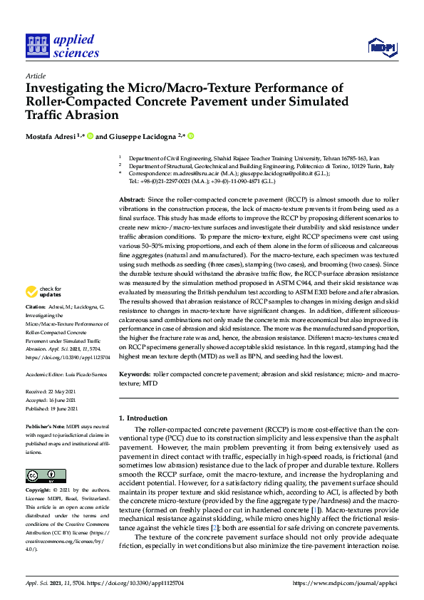 (PDF) Investigating the Micro/Macro-Texture Performance of Roller-Compacted Concrete Pavement ...