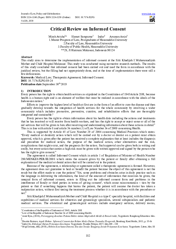 (PDF) Critical Review on Informed Consent