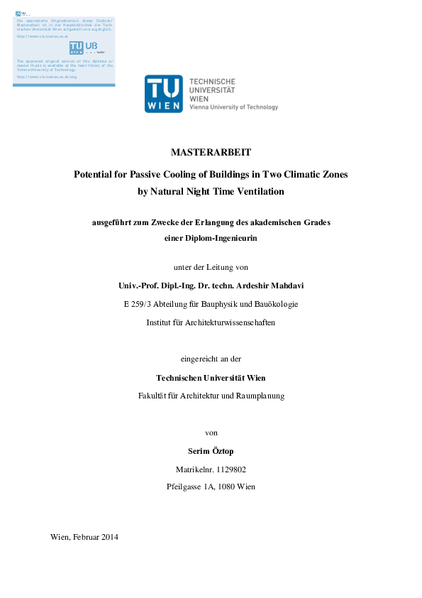 (PDF) Potential for passive cooling of buildings in two climatic zones ...