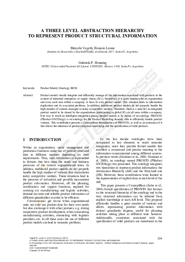 (PDF) A Three Level Abstraction Hierarchy to Represent Product Structural Information