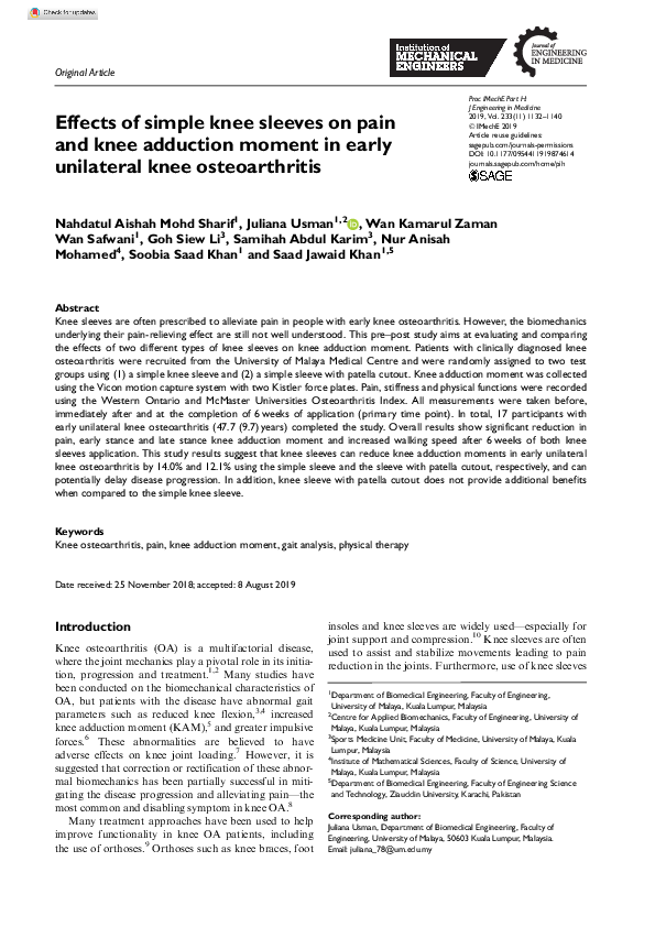 (PDF) Effects of simple knee sleeves on pain and knee adduction moment ...