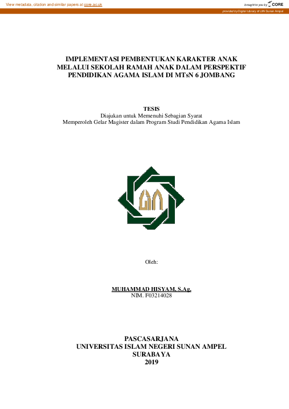 (PDF) Implementasi Pembentukan Karakter Anak Melalui Sekolah Ramah Anak Dalam Perspektif ...