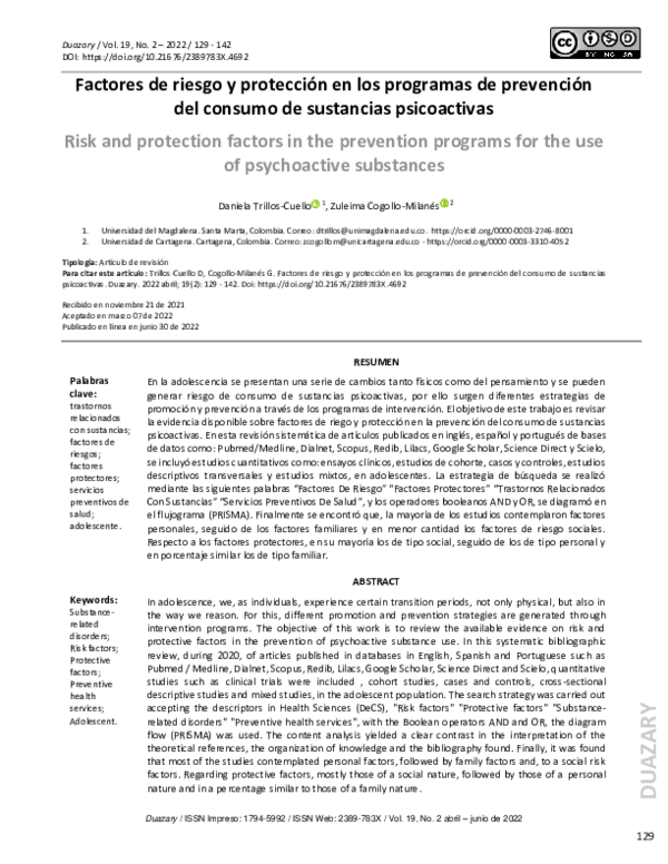 (PDF) Factores de riesgo y protección en los programas de prevención del consumo de sustancias ...