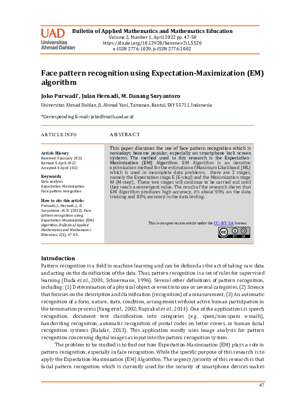 Pdf Face Pattern Recognition Using Expectation Maximization Em Algorithm Julan Hernadi