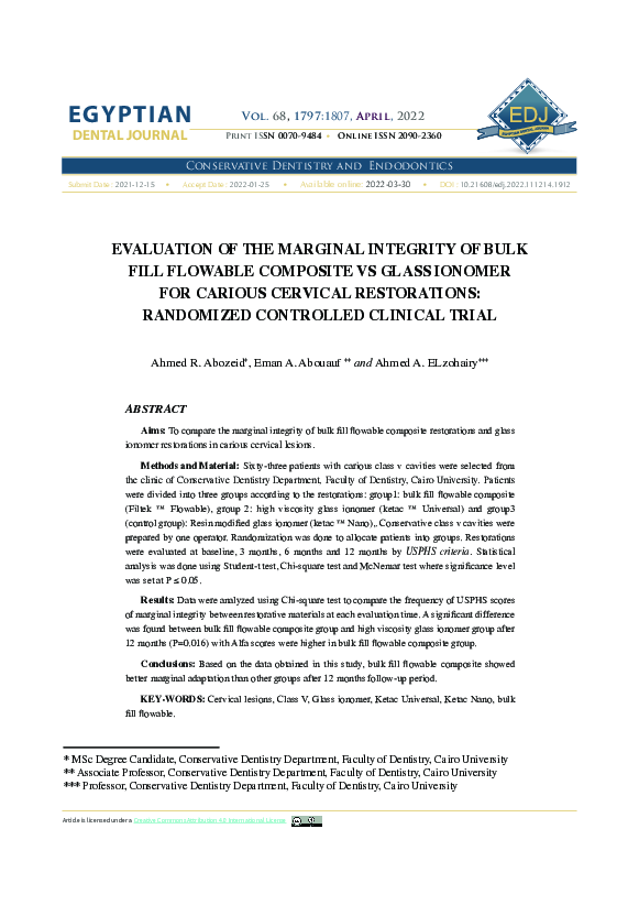 (PDF) Evaluation of the Marginal Integrity of Bulk Fill Flowable ...