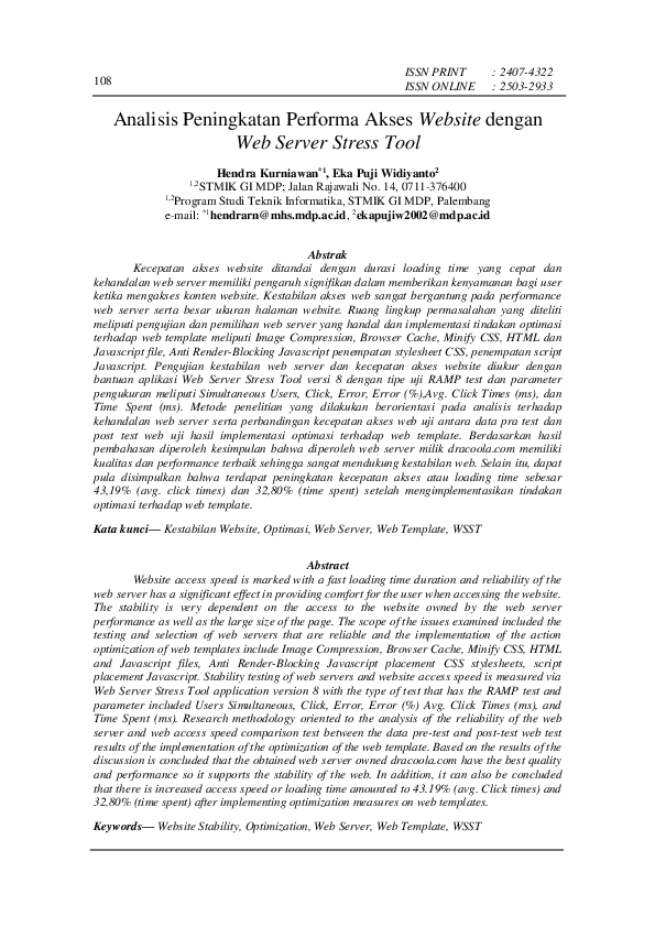 (PDF) Analisis Peningkatan Performa Akses Website dengan Web Server Stress Tool