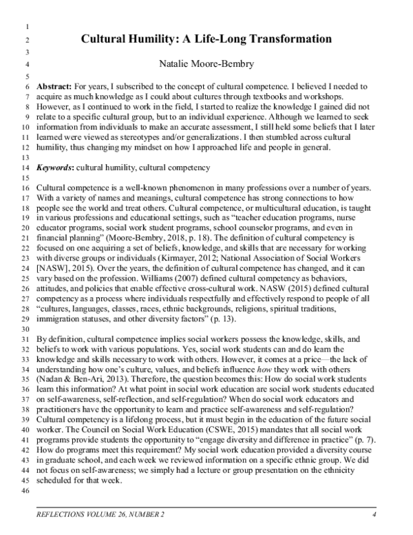 (PDF) Cultural Humility: A Life-Long Transformation