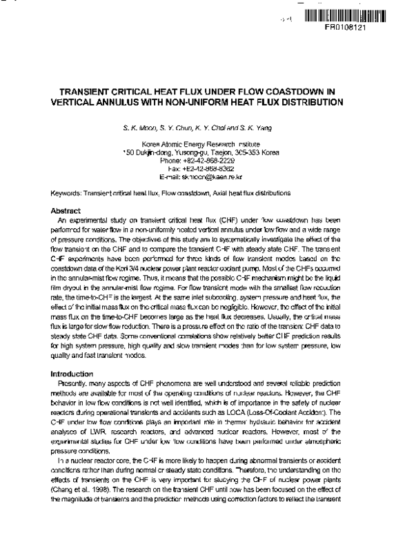 (PDF) Transient Critical Heat Flux Under Flow Coastdown in a Vertical Annulus With Non-Uniform ...
