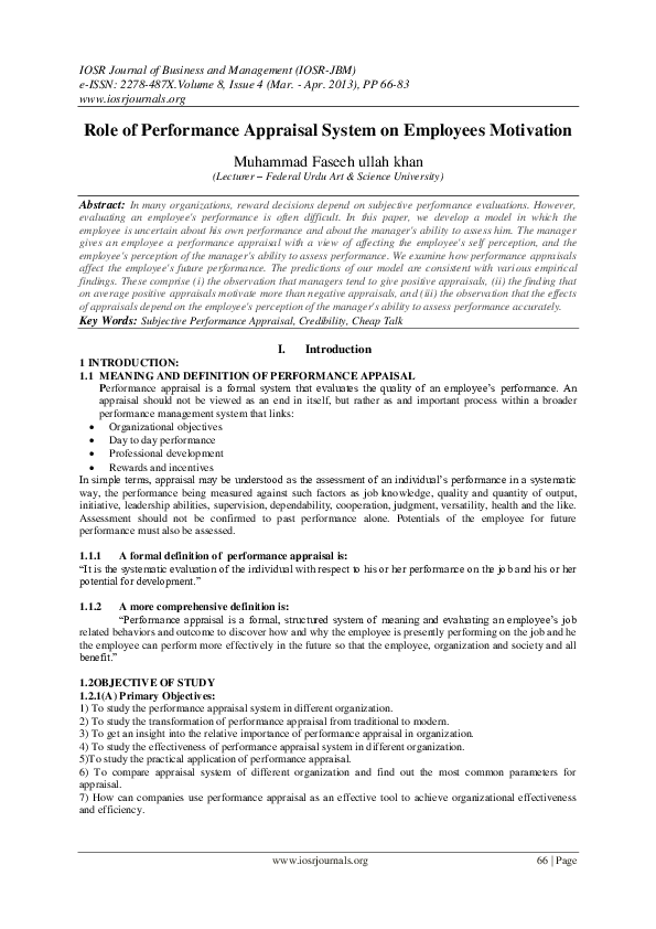 (PDF) Role of Performance Appraisal System on Employees Motivation