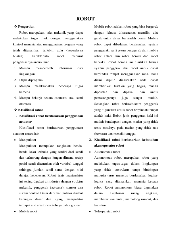 (PDF) Robot Robotika dan Sistem Intelejen