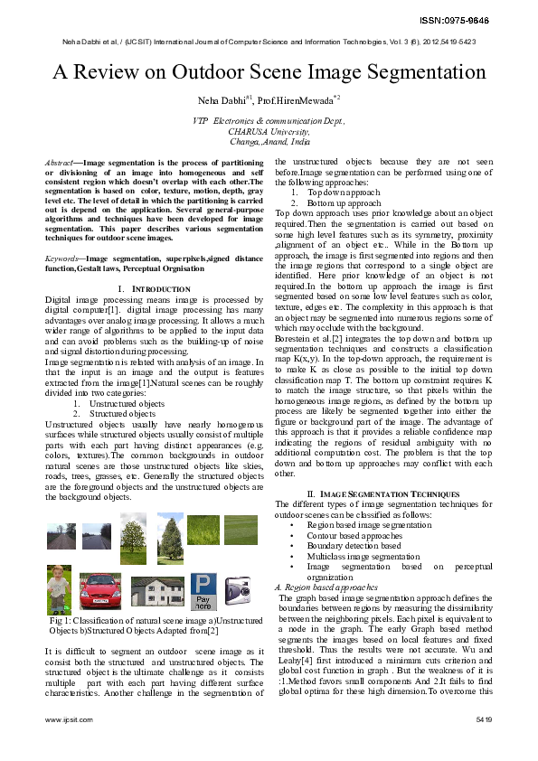 Pdf A Review On Outdoor Scene Image Segmentation